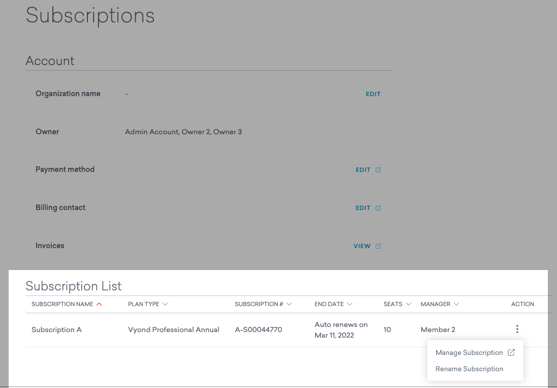 Manage Subscription – Help Center
