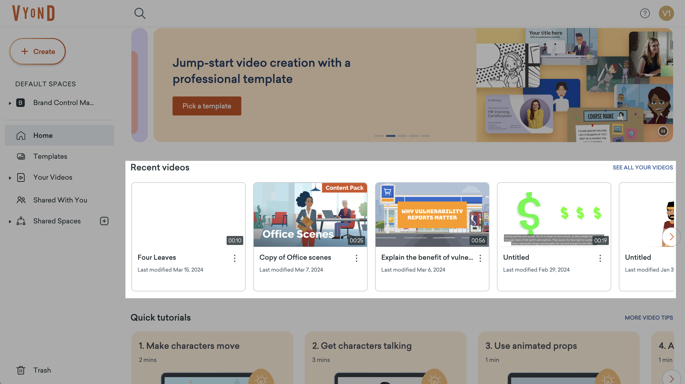 Navigating the Vyond Studio Homepage – Help Center