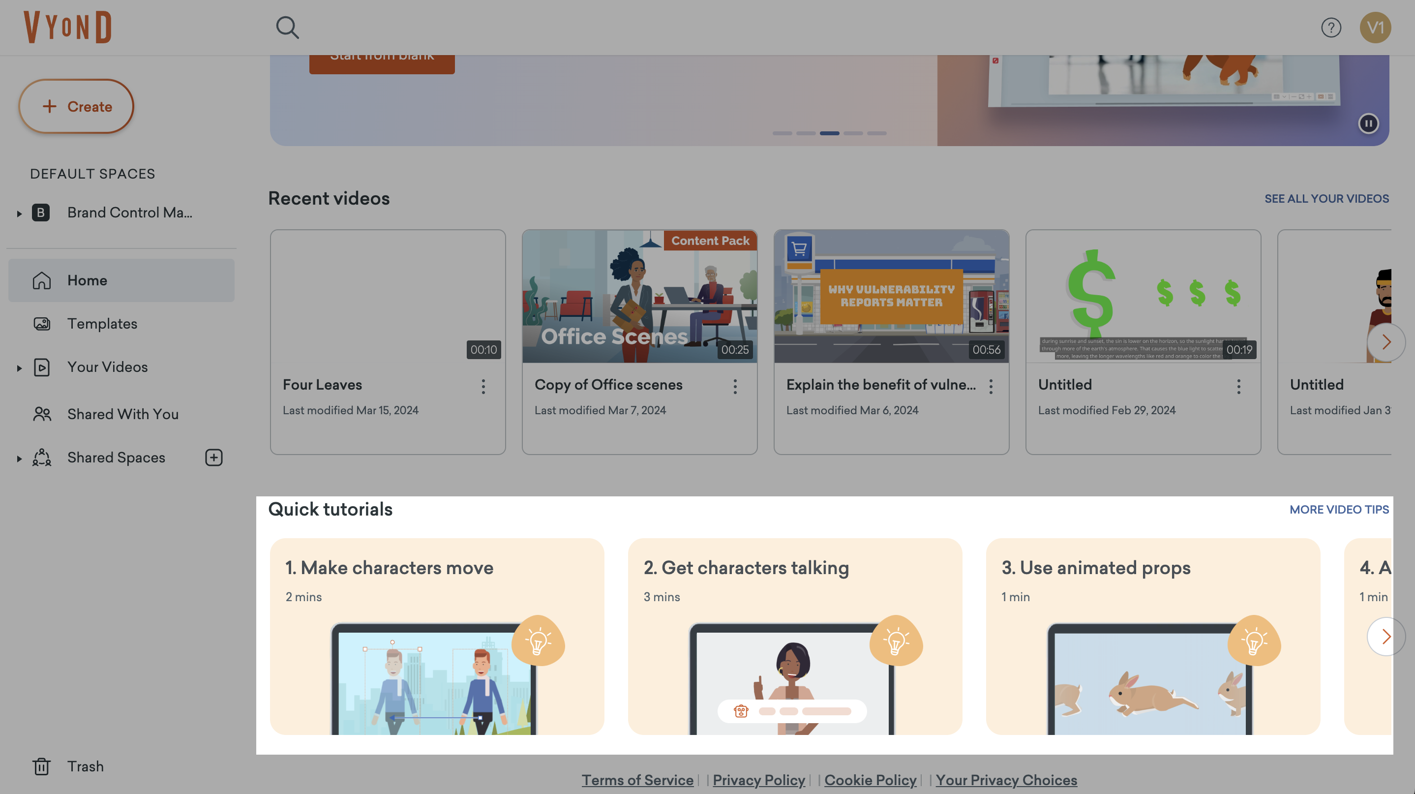 Navigating the Vyond Studio Homepage – Help Center